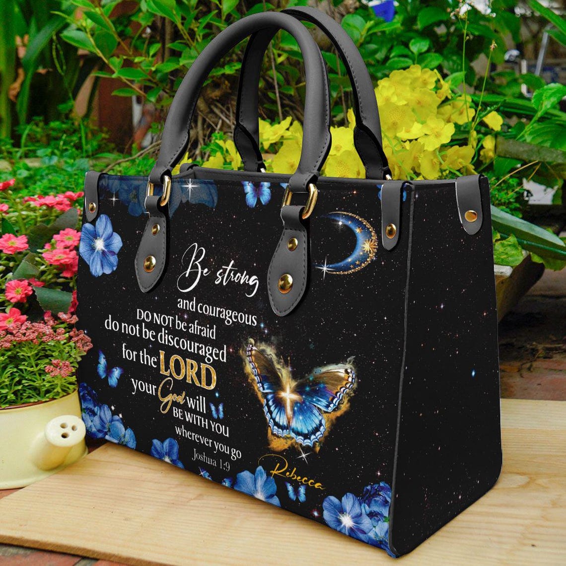 Personalized Christian Handbag – Custom Name Faith Purse – Joshua 1:9 ...