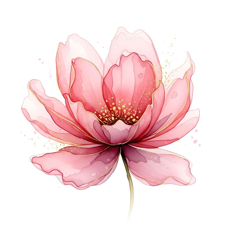 16 Abstract Flowers Clipart, Pink Gold Flower, Flowers Print, Printable ...