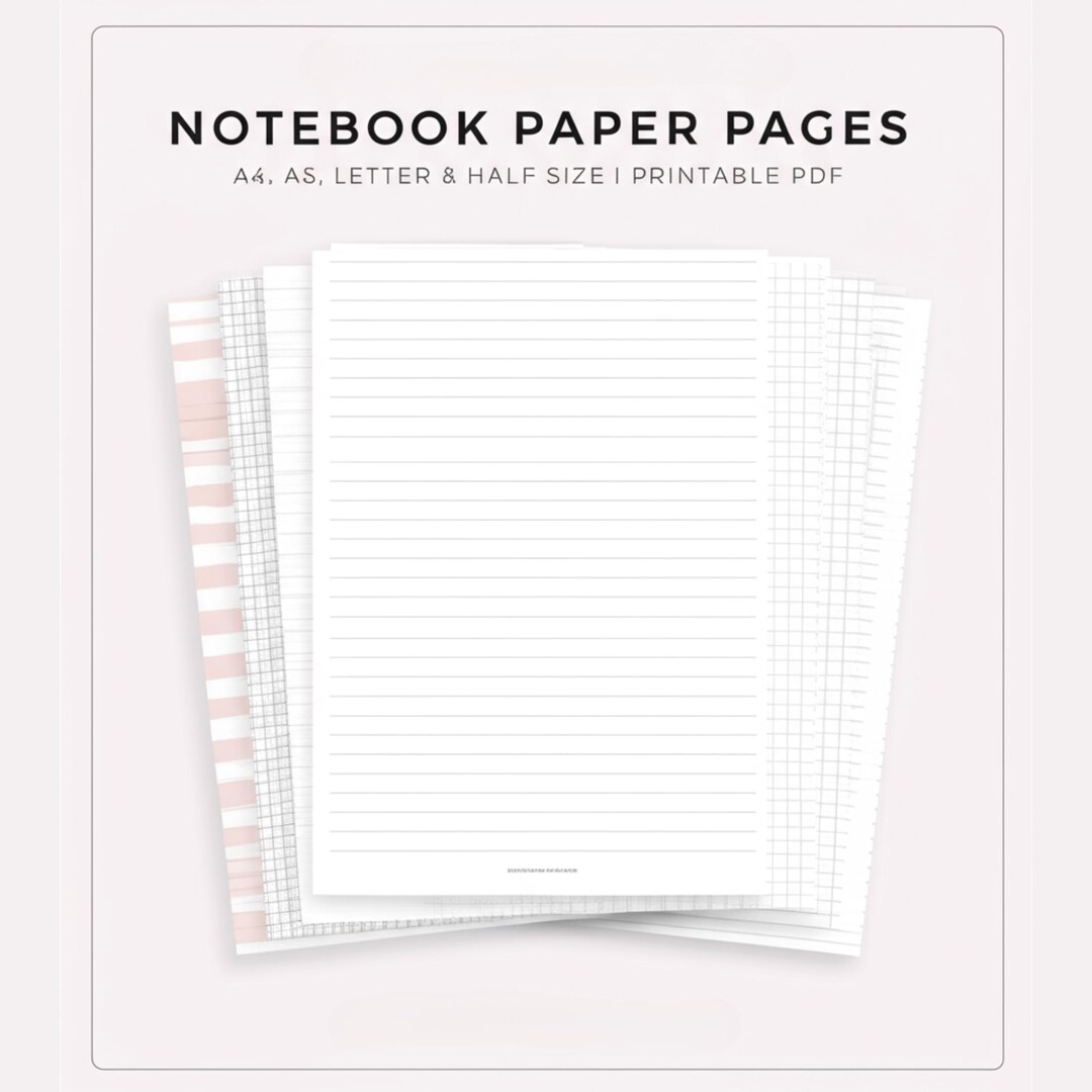 Printable Notebook Paper Templates: A4, A5, Letter Sizes (PDF Download ...