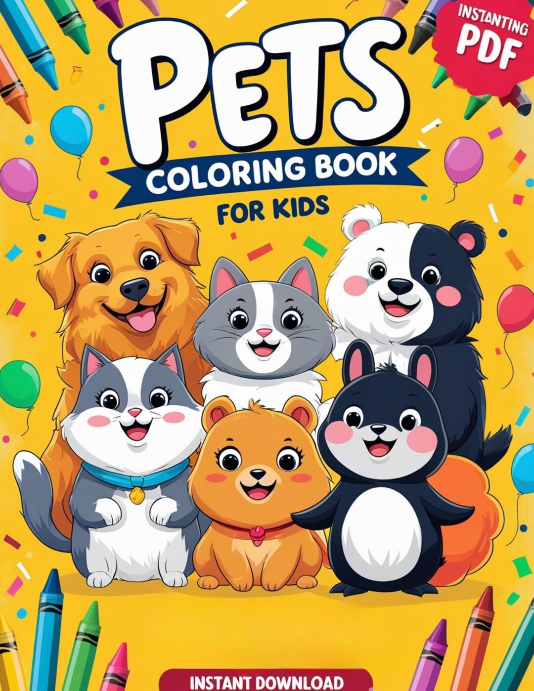 Pets Coloring Book – 30 Fun Animal Pages for Kids (PDF Download - Etsy
