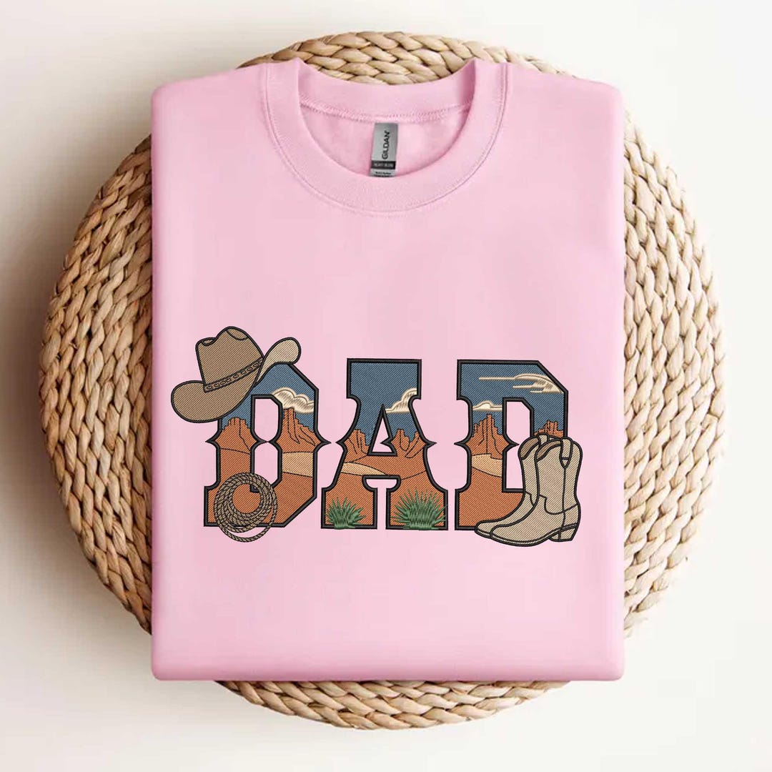Western Dad Embroidery Design – Rustic Cowboy Theme With Hat and Boots ...
