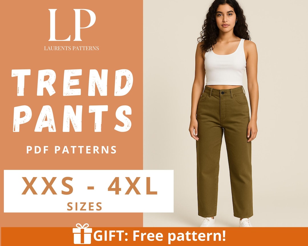 Straight Leg Pants Sewing Pattern PDF: High Waist Trousers (XXS-4XL ...