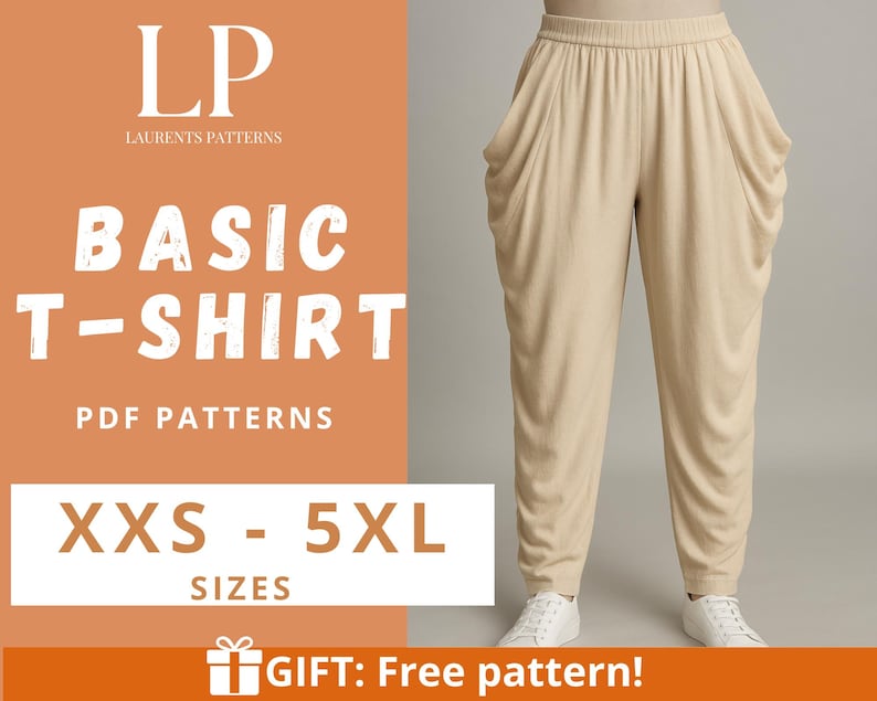 Draped Jogger Pants Sewing Pattern PDF | Gathered Pockets, Elastic ...