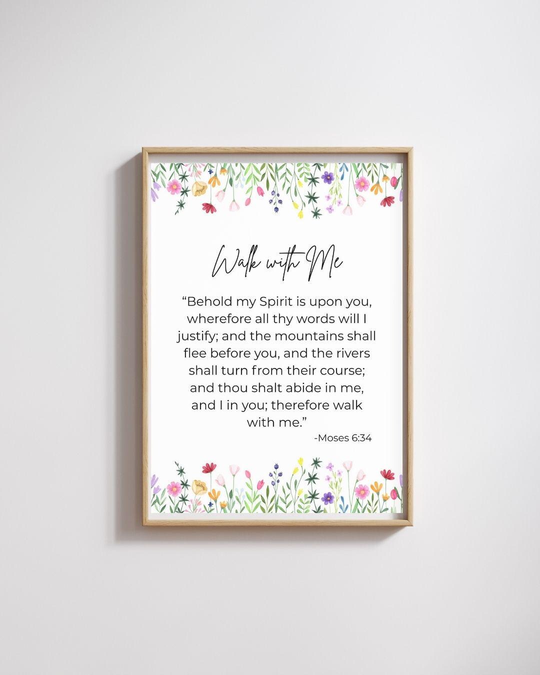 LDS Young Women | Walk With Me Scripture Art Print | Botanical Floral ...
