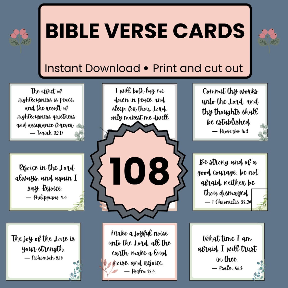 Scripture Cards Printable Bible Verse Cards Printable, Christian ...
