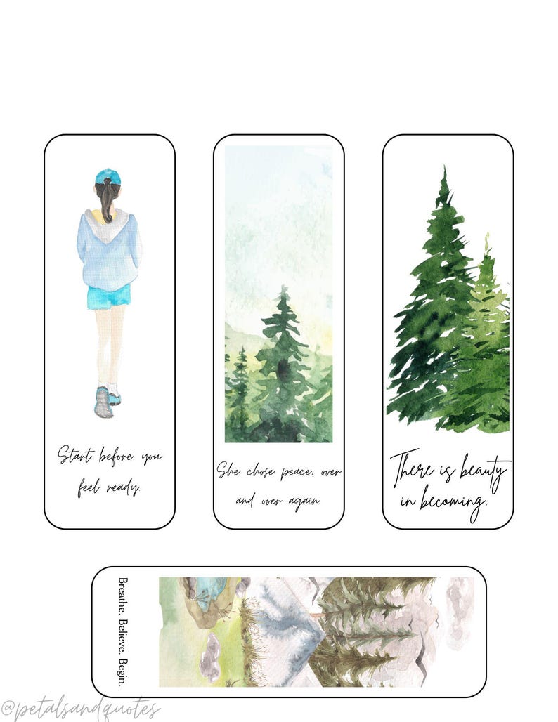 Inspirational Printable Bookmarks | Watercolor Floral Bookmark Set | 8 ...
