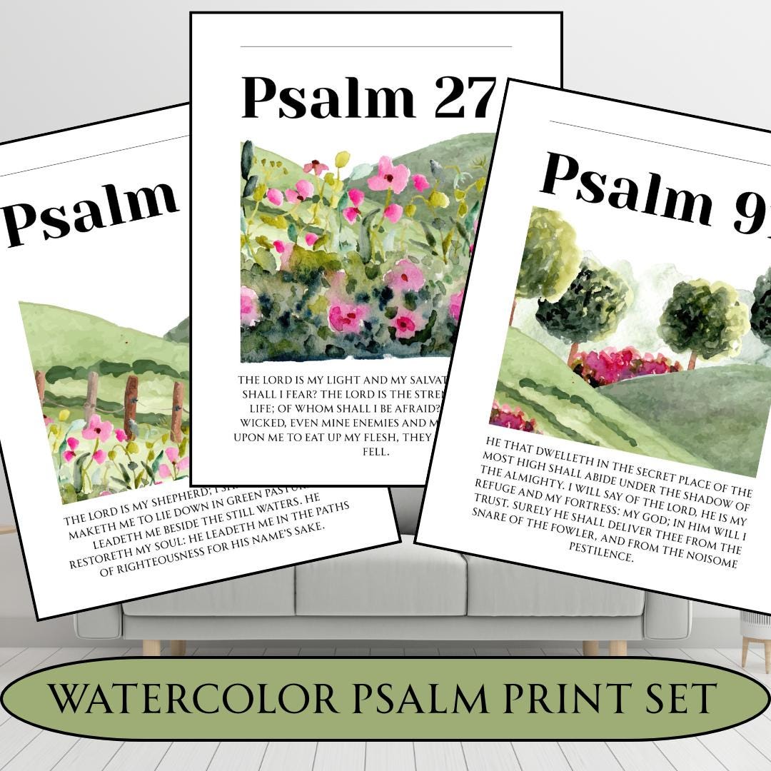 Watercolor Psalm Print Set: Christian Scripture Art (digital Download ...