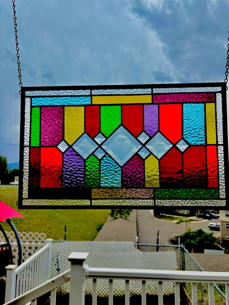 Beveled Bold Color Stained Glass - Ready to Go - Etsy