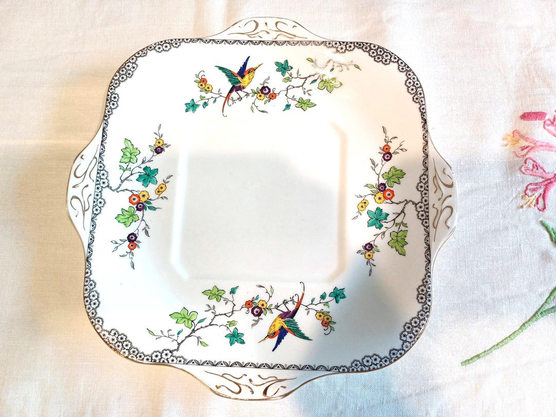 Antique 1900s Edwardian Platter Rare Bird Design by A. B. Jones at ...