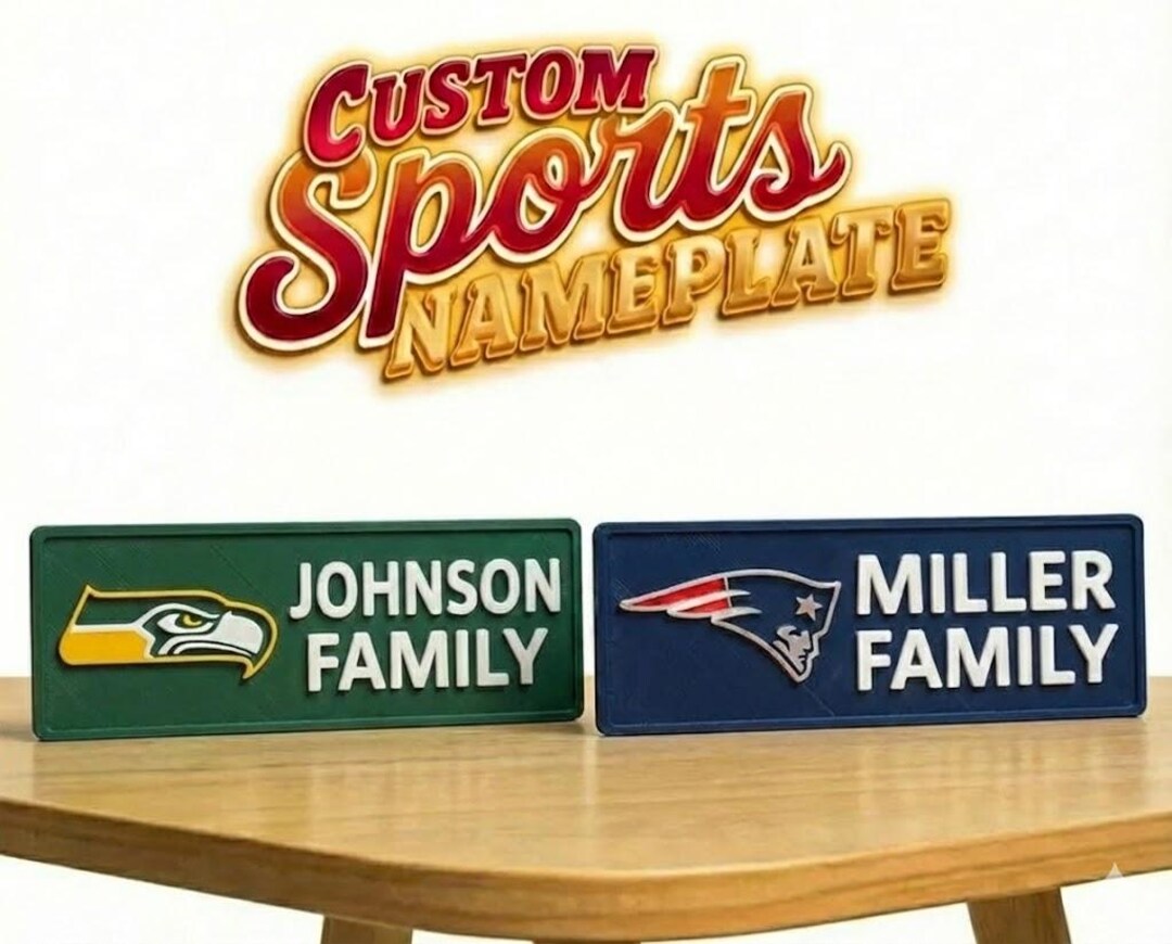 Personalized 3D Printed Sports Name Plate Custom Team Logo Desk Door ...