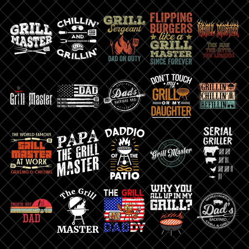 Grill Master PNG Bundle for Dad, Funny BBQ Sublimation, Father's Day ...