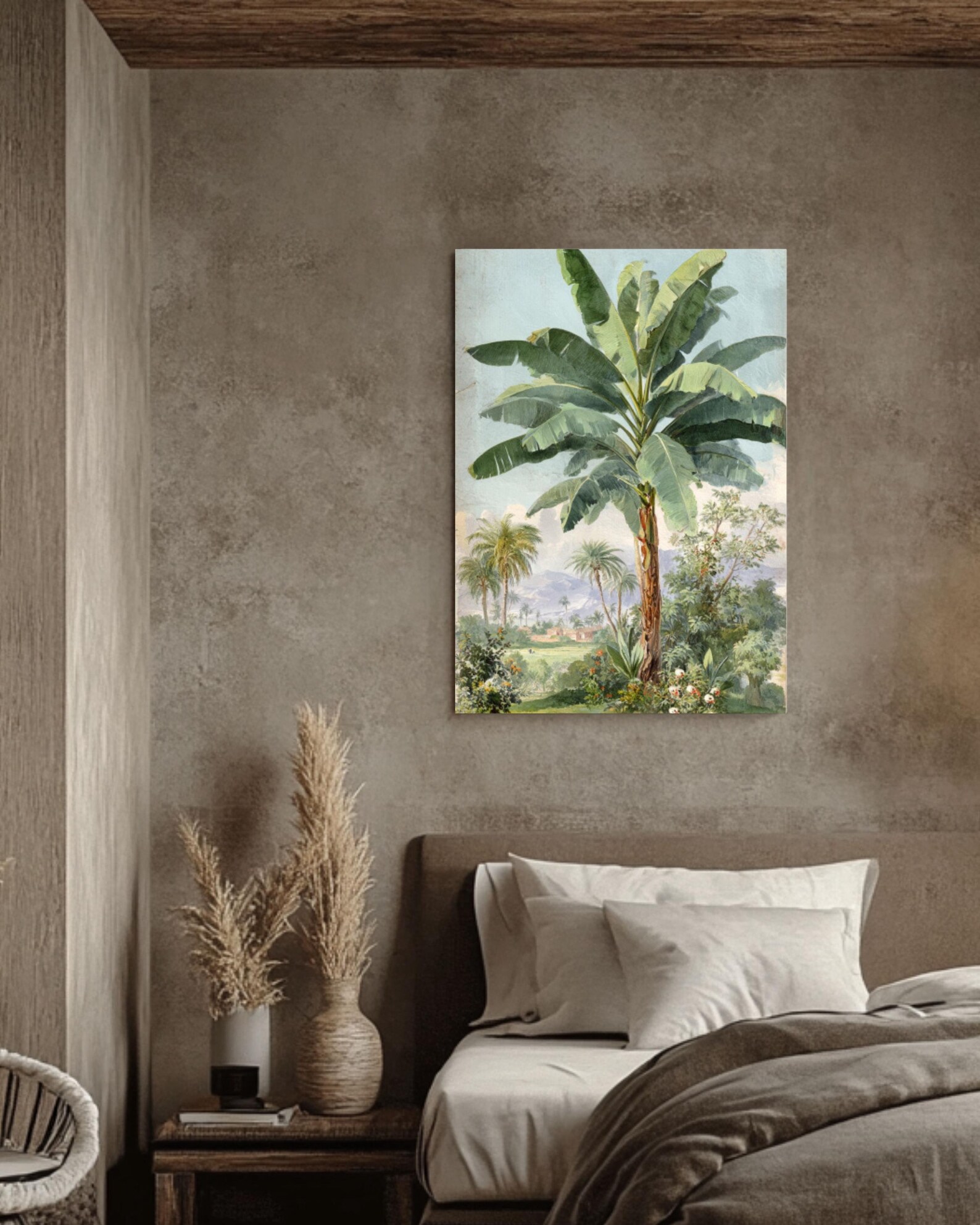 Vintage Banana Tree Watercolor Print: Muted Tropical Botanical Art - Etsy