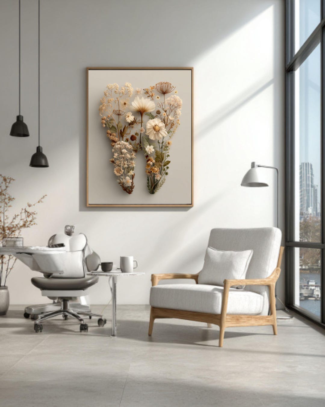 Pressed Flower Tooth Art Print – Pale Floral Dental Decor - Etsy