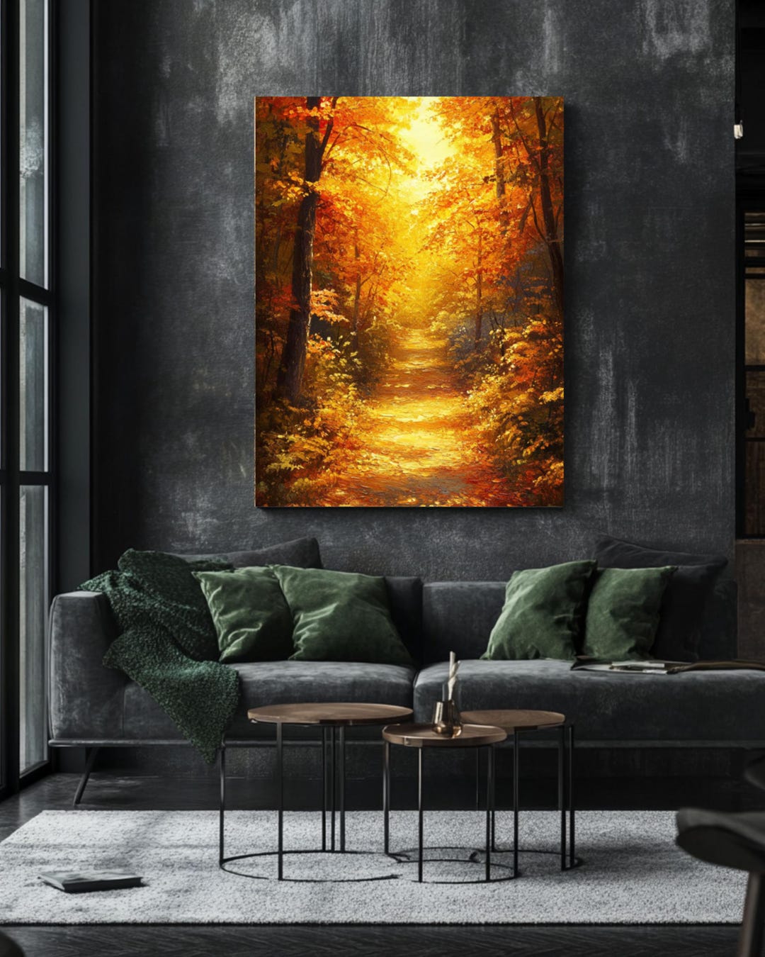 Golden Autumn Forest Path Art: Sunset Landscape Print or Canvas - Etsy