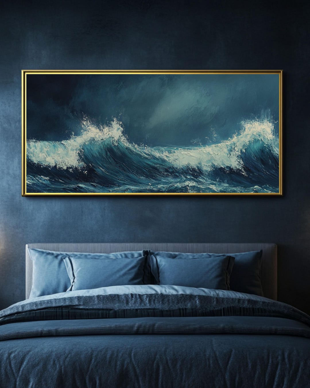 Impasto Ocean Waves Art: Moody Coastal Canvas or Poster - Etsy