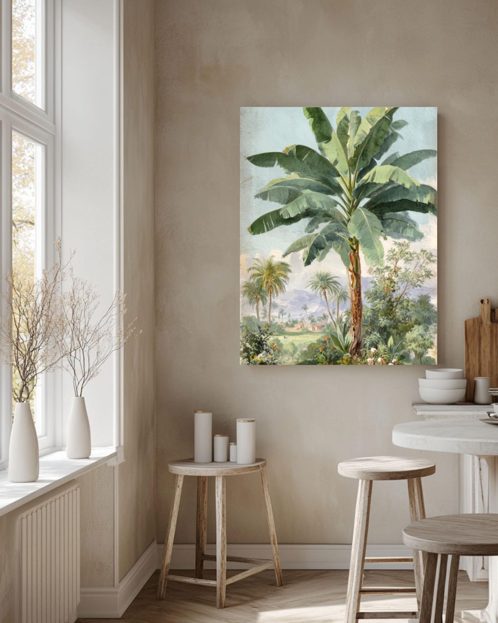 Vintage Banana Tree Watercolor Print: Muted Tropical Botanical Art - Etsy