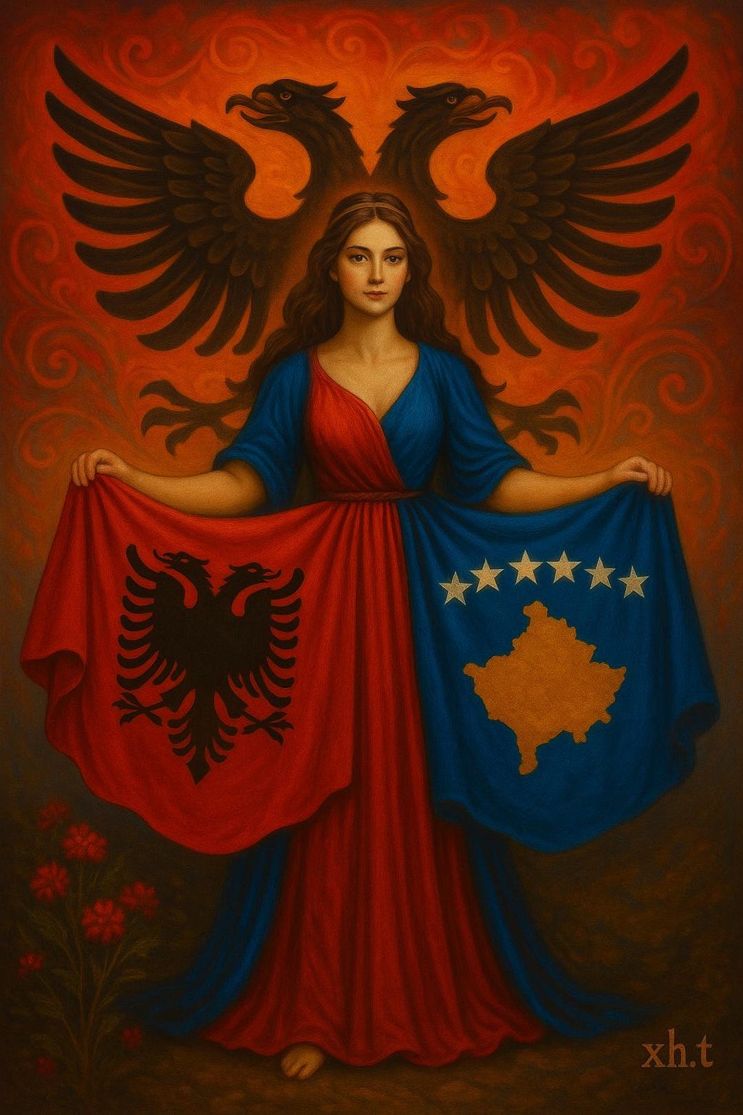 Albanian Kosovo Eagle Canvas Print- Balkan Wall Art, Double-headed ...