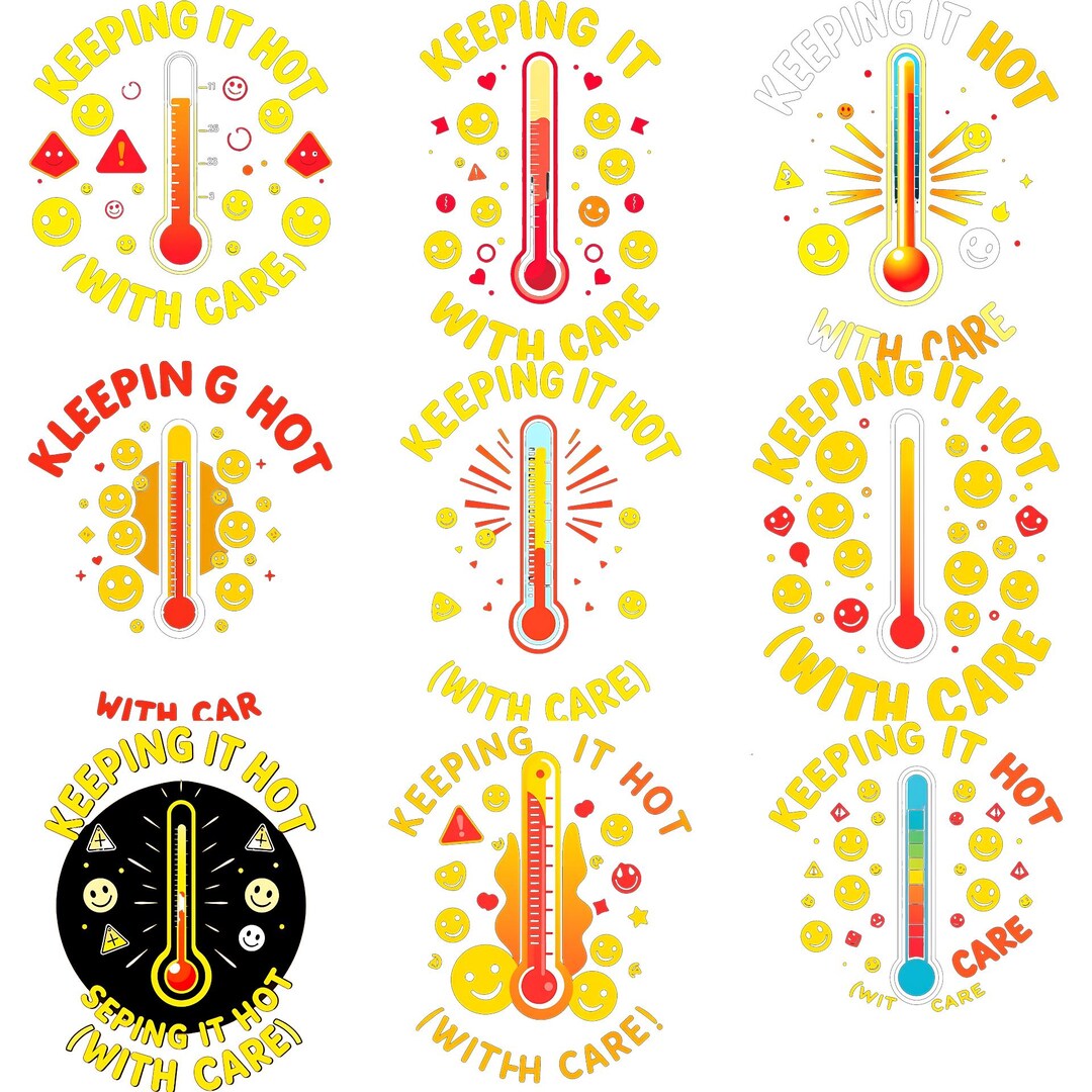 22 Keeping It Hot With Care PNG Bundle | Thermometer Smiley Design ...