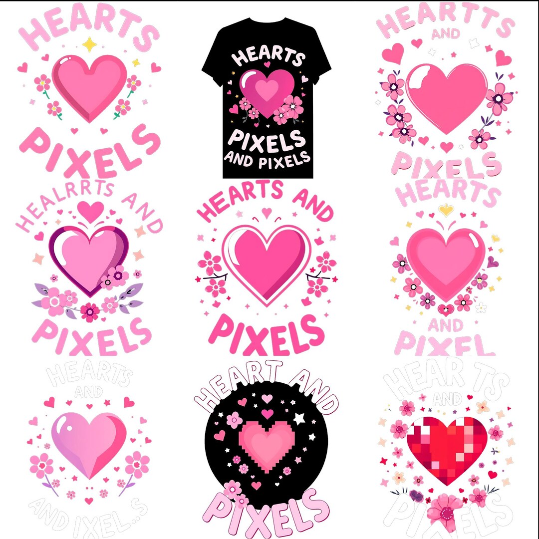 41 Hearts and Pixels PNG Bundle, Cute Heart Clipart, Valentine Pixel ...