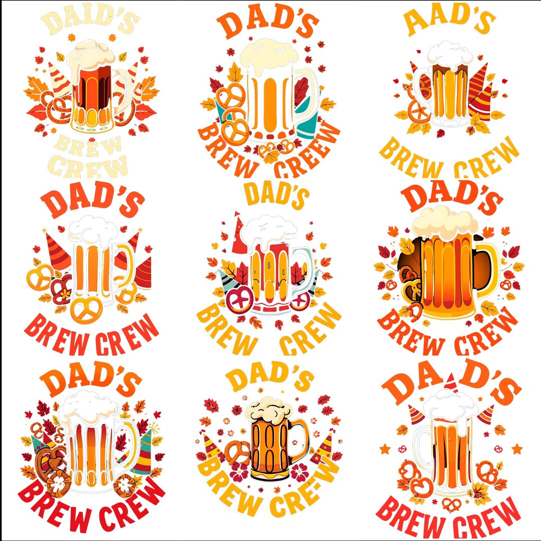 45 Dad’s Brew Crew PNG Bundle, Beer Dad Shirt Design, Oktoberfest Dad ...