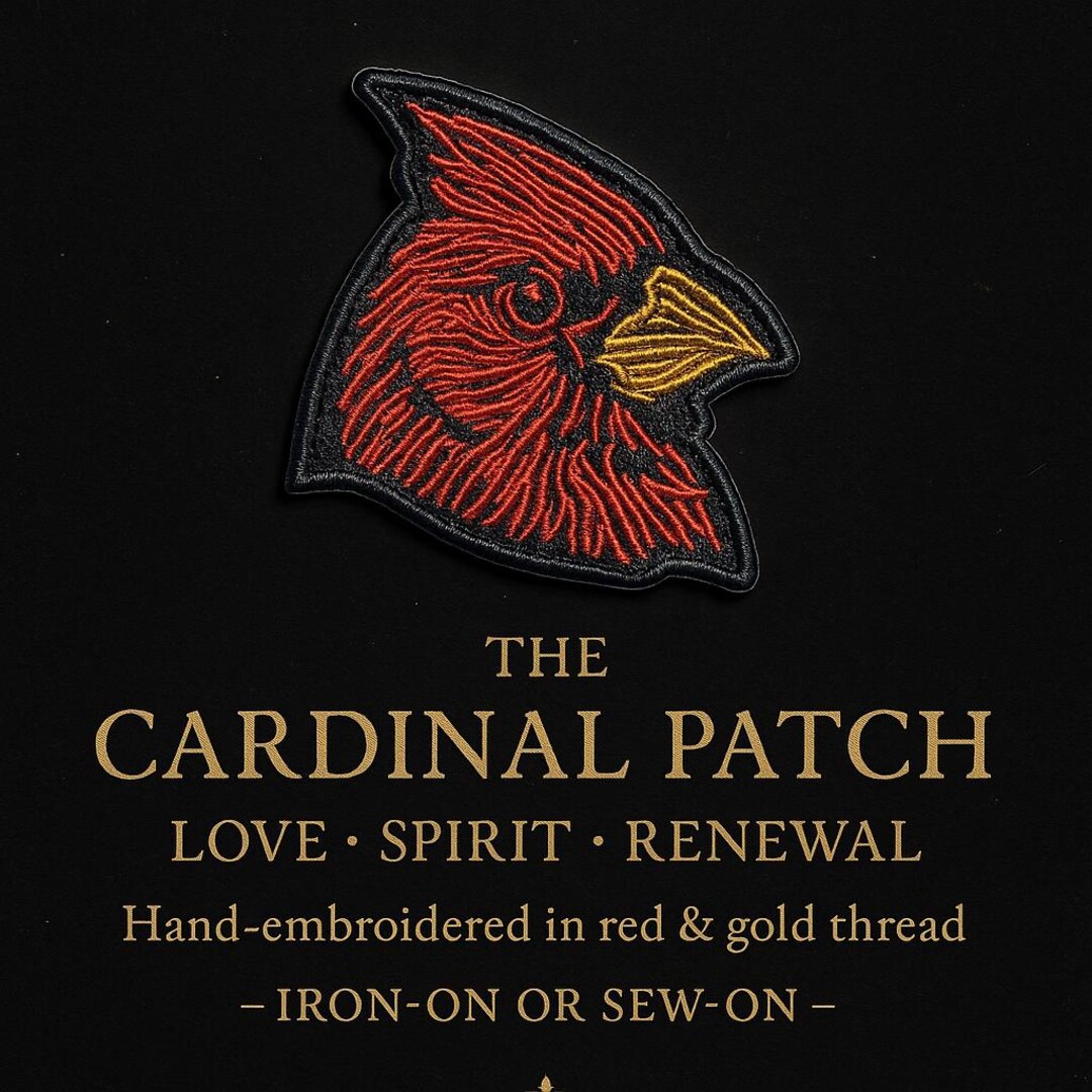 Cardinal Embroidered Patch | Red & Gold Witchcraft Symbol - Etsy