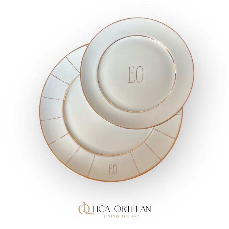 Personalized Gold Monogrammed Plate Set – Hand Painted Porcelain With ...