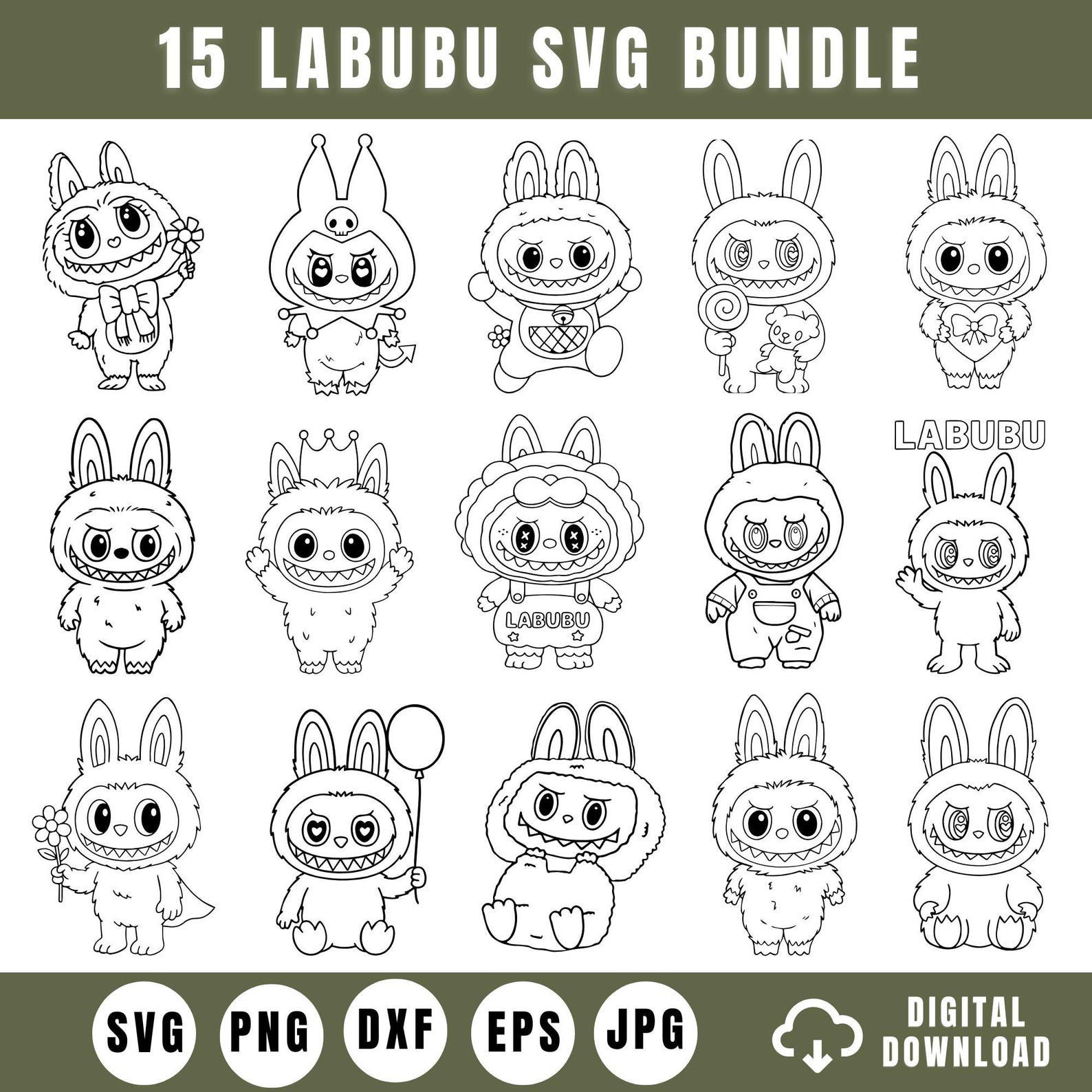 Labubu SVG Bundle \ Labubu Cut Files \ Cute Labubu SVG \ Labubu Sticker ...
