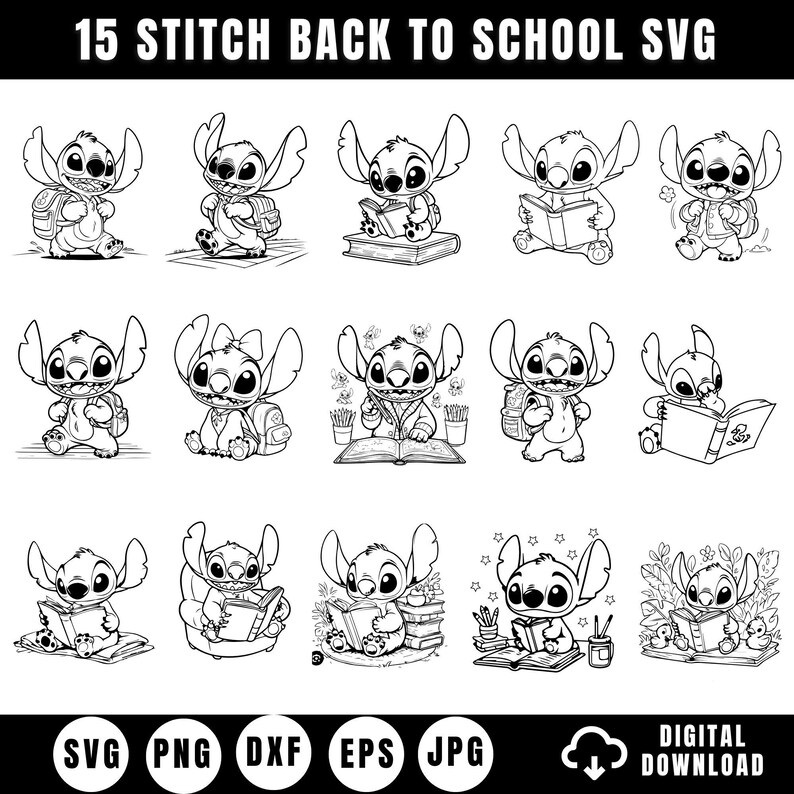 Stitch Back to School Svg, Clipart Stitch Svg, Stitch Clipart,cute Back ...
