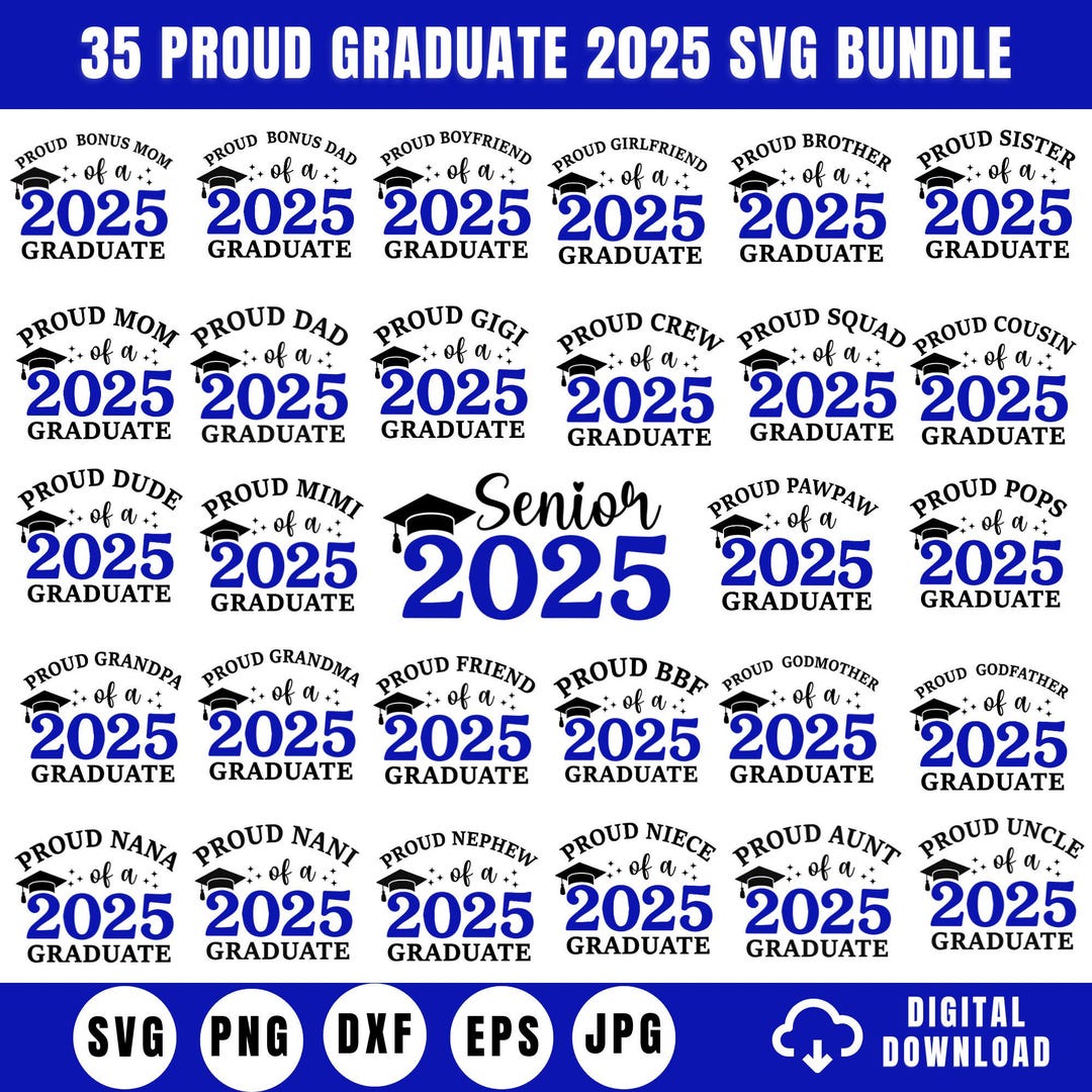 Paquete SVG de "Graduado Orgulloso 2025", SVG de Graduación (PNG ...