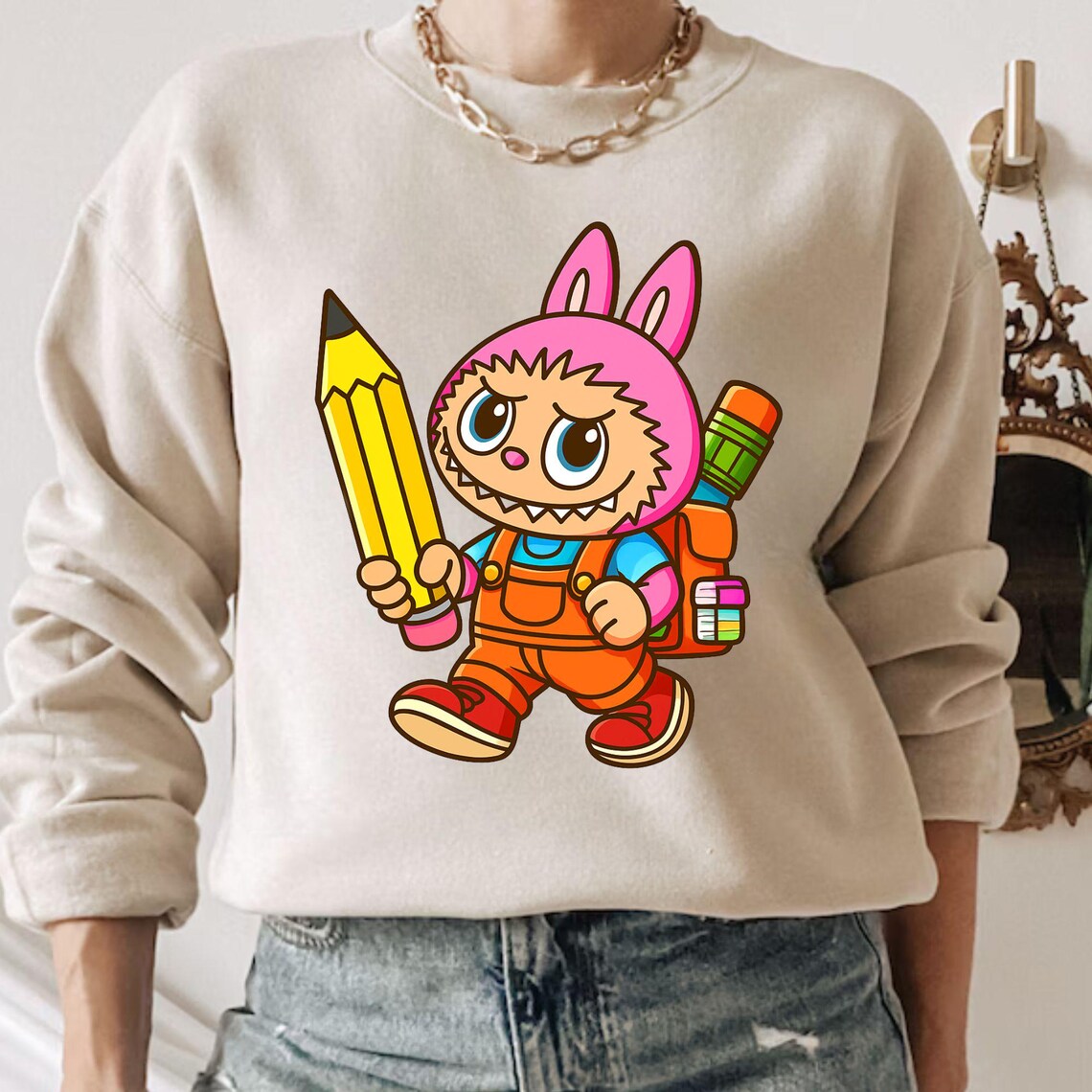 Labubu Back to School PNG SVG , Cute Monster Clipart Digital Download ...