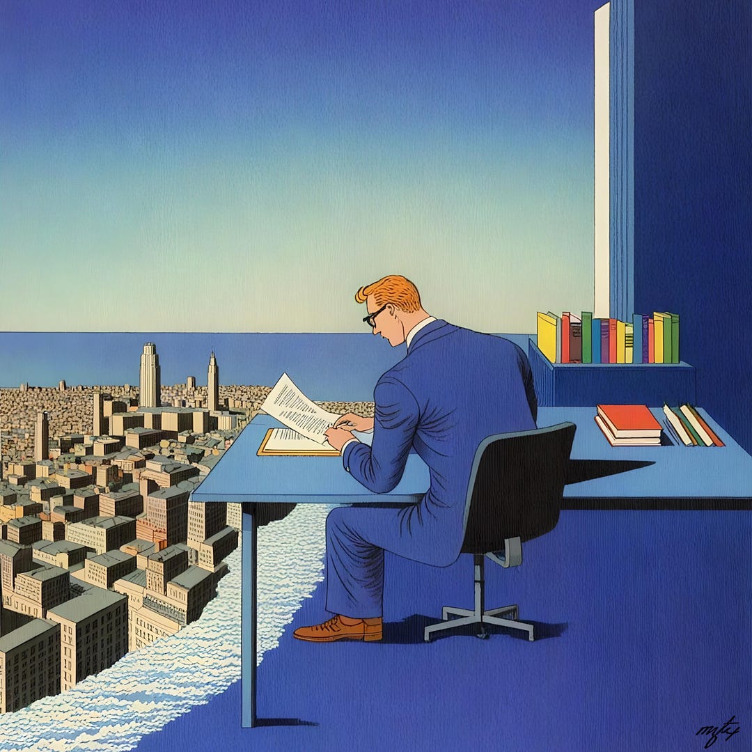 Man at Work Cinq, Mr. Stix SIGNED PRINT Guy Billout X Hiroshi Nagai X ...