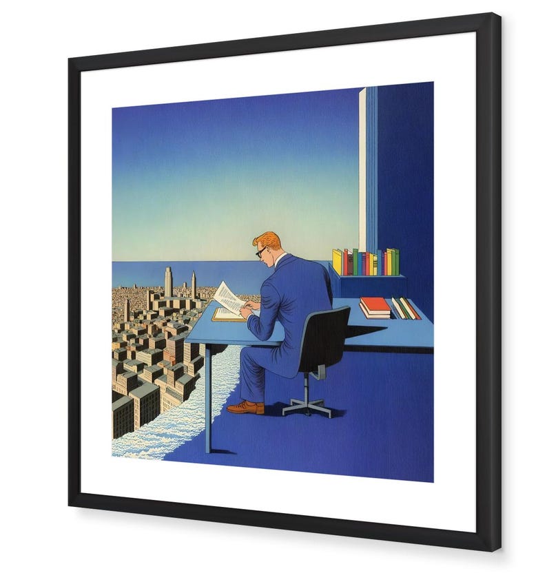Man at Work Cinq, Mr. Stix SIGNED PRINT Guy Billout X Hiroshi Nagai X Moebius X Hayao Miyazaki ...