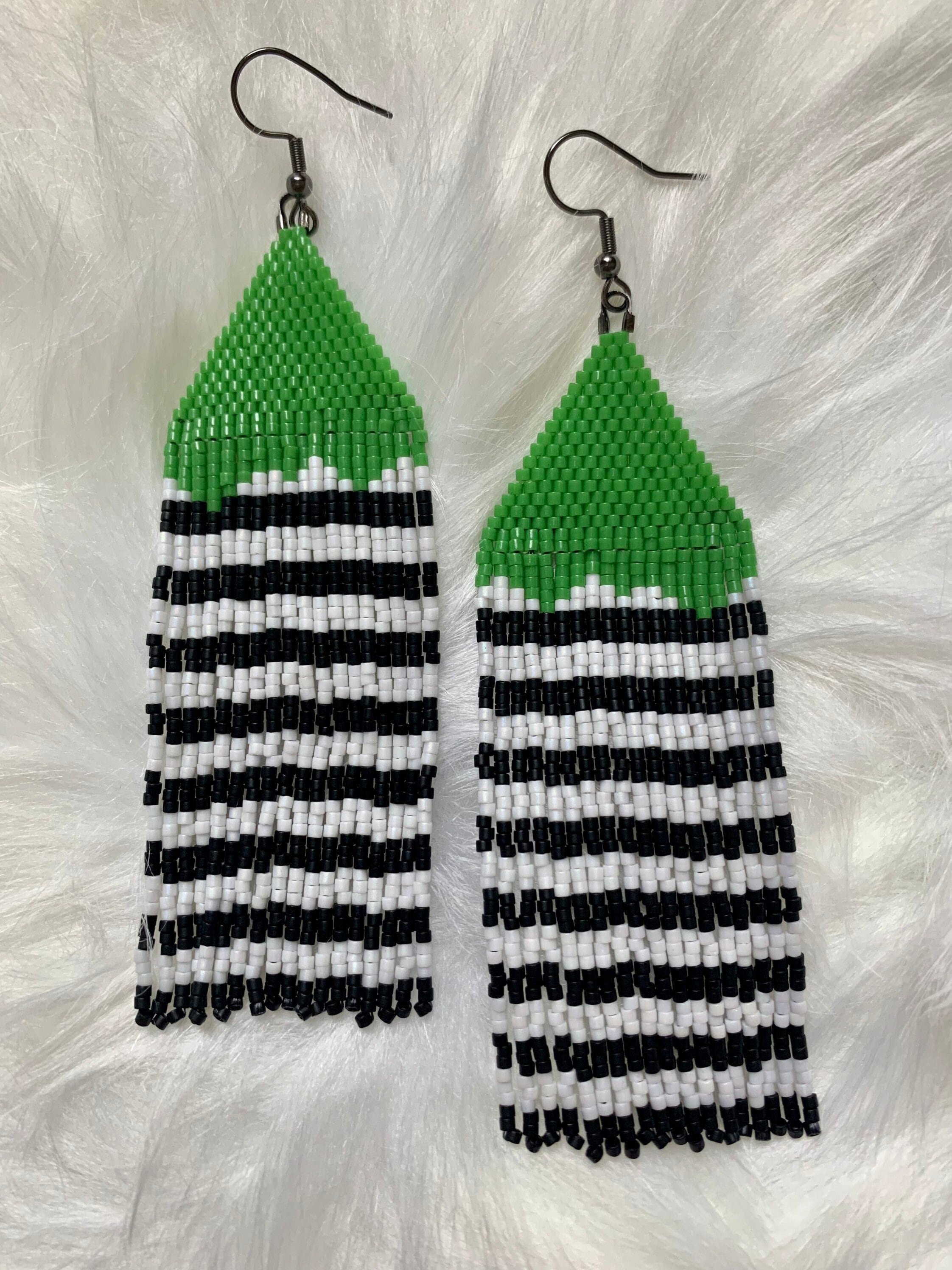 Tim Burton Earrings Sandworm Earrings Handmade Beaded Fringe Earrings ...