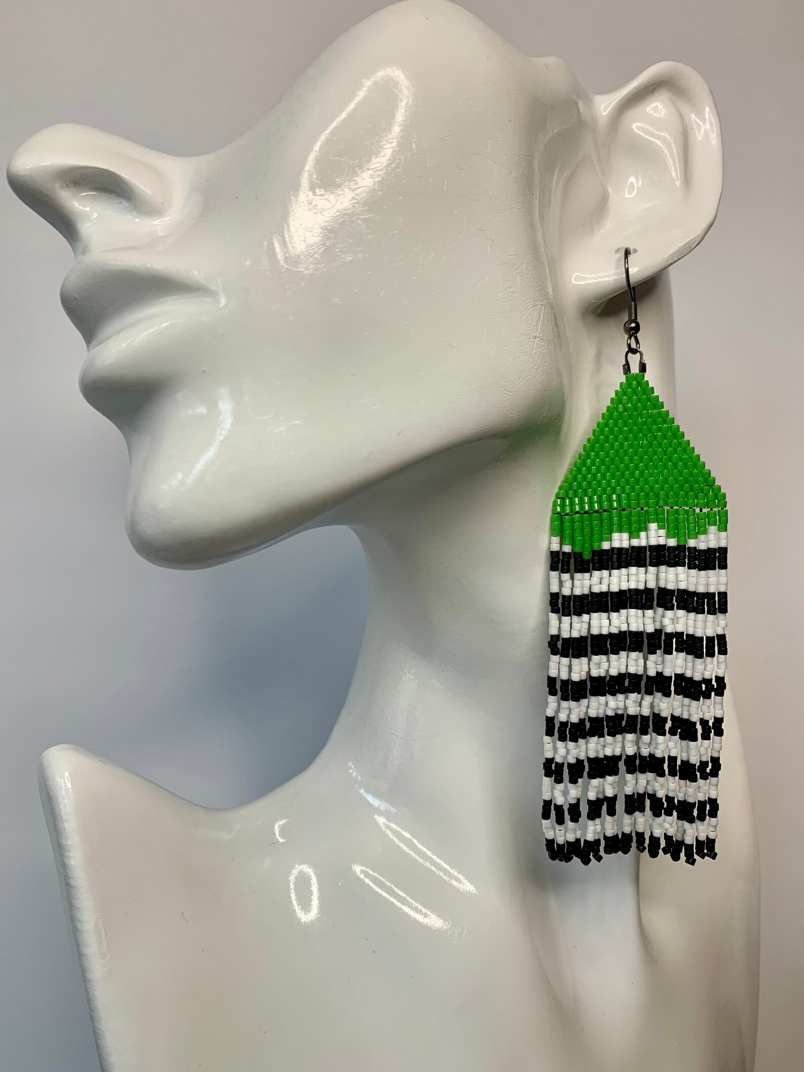 Tim Burton Earrings Sandworm Earrings Handmade Beaded Fringe Earrings ...