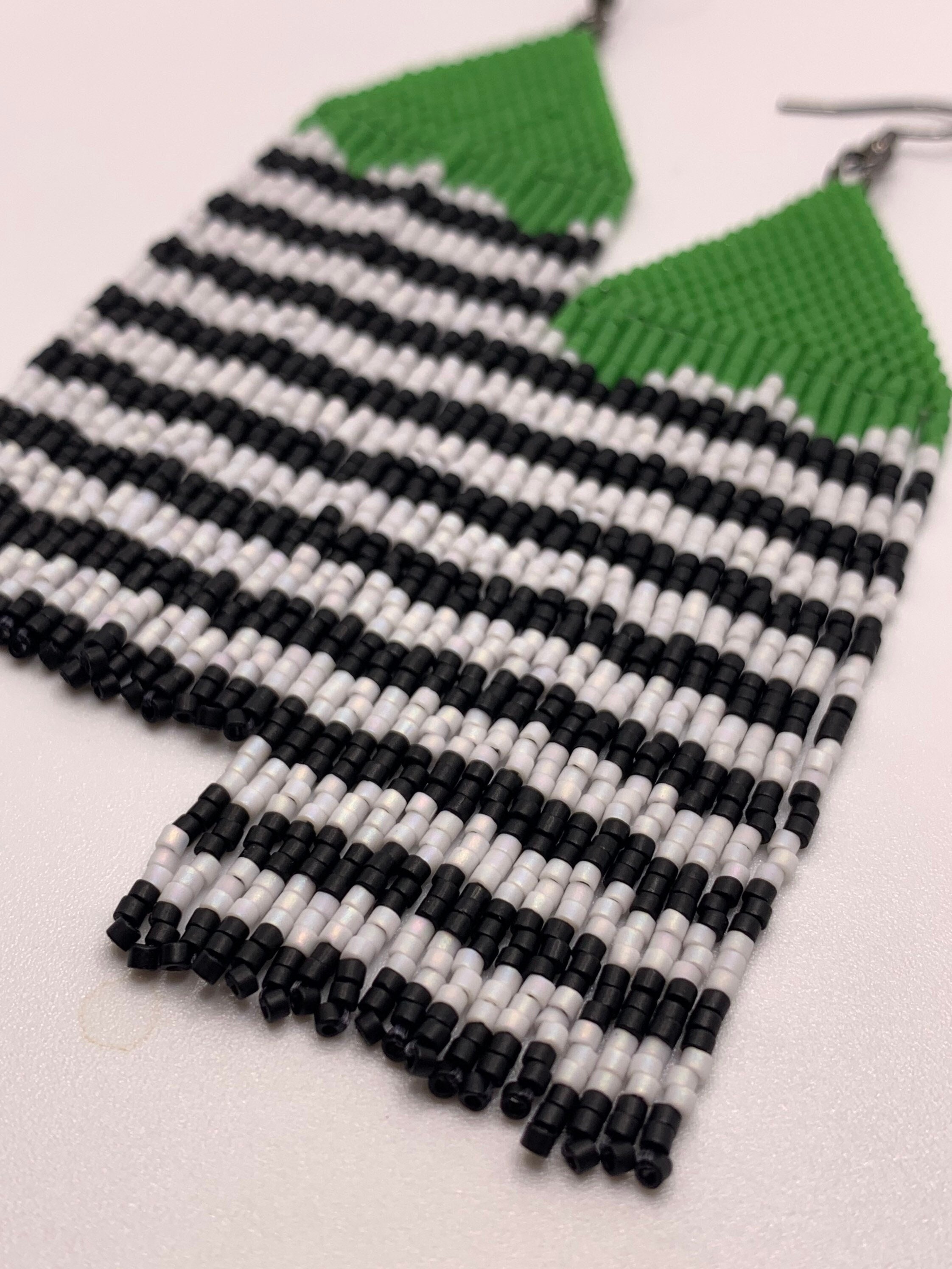 Tim Burton Earrings Sandworm Earrings Handmade Beaded Fringe Earrings ...