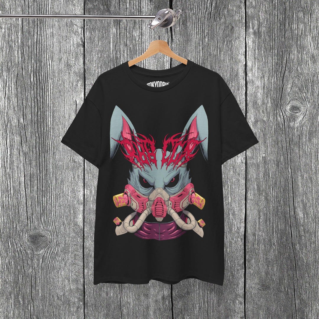 Cyber Bunny T-shirt: Gas Mask Rabbit, Urban Techwear - Etsy