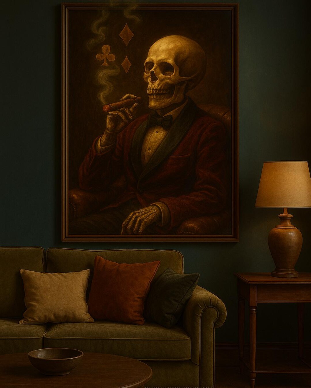 Skeleton Gentleman With Cigar – Gothic Poker Room Wall Art Print - Etsy