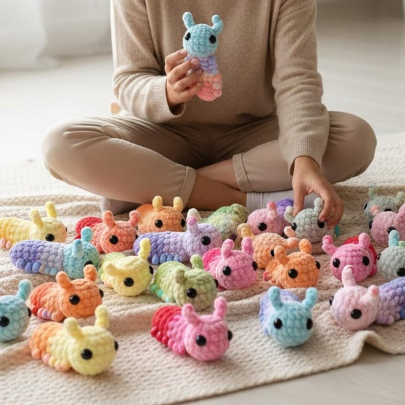 Fidget Caterpillar Crochet Pattern PDF Beaded Sensory Toy No Sew ...