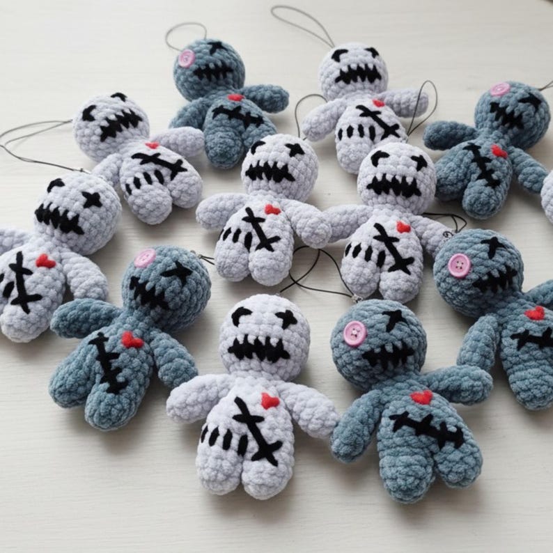 Voodoo Doll Crochet Pattern No Sew Amigurumi Halloween Plush Keychain ...