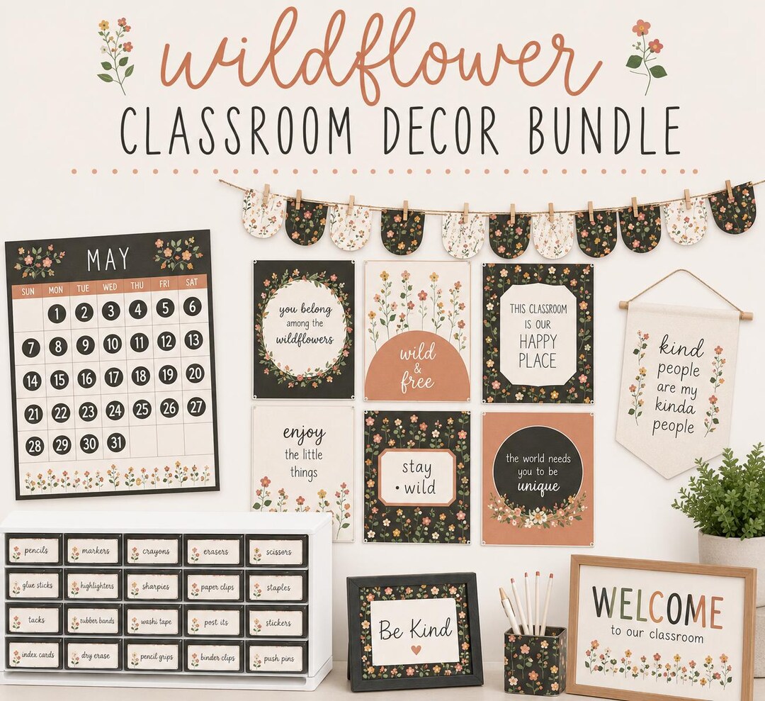 Wildflower Classroom Decor Bundle Elementary Classroom Theme Editable ...