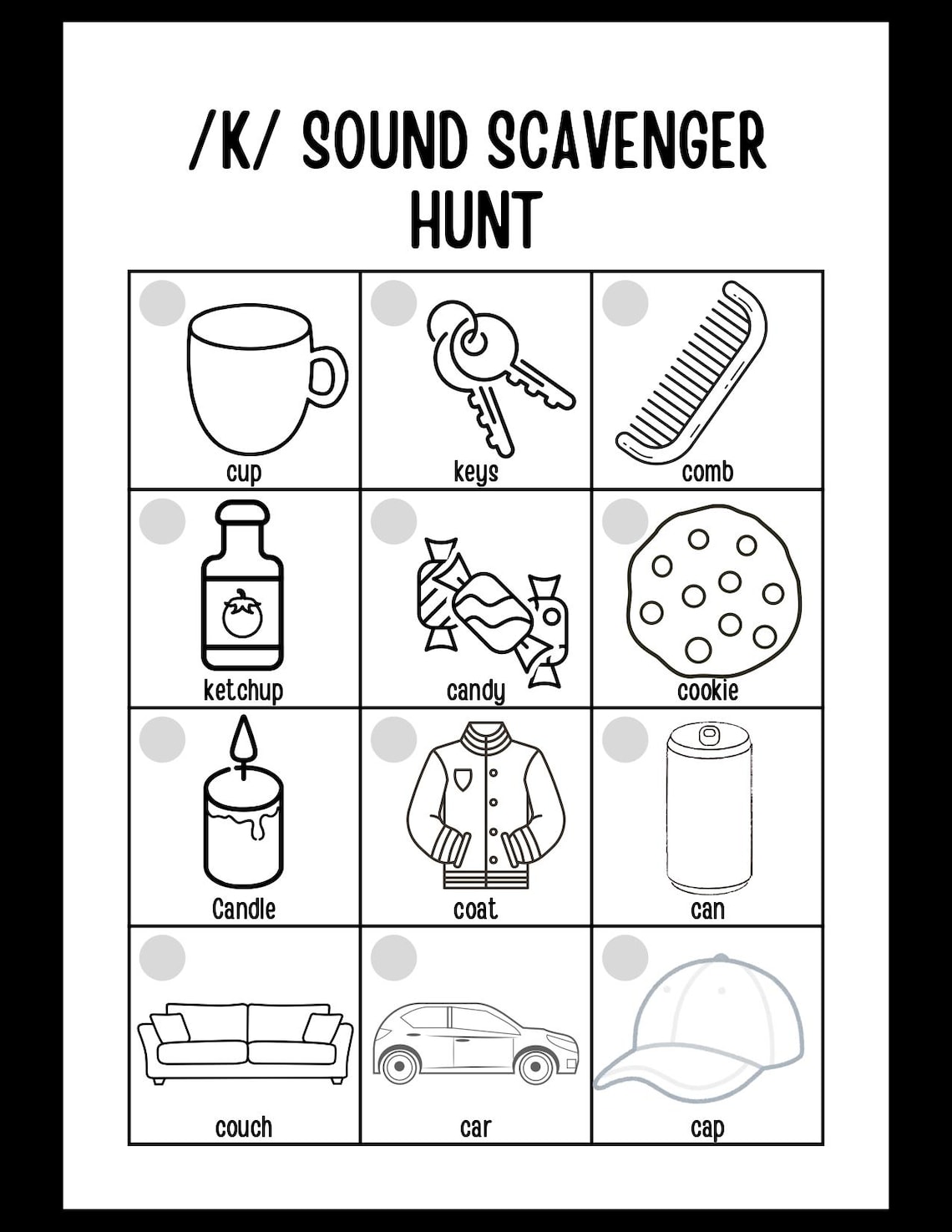 Letter K Sound Scavenger Hunt – Printable Articualtion Practice - Etsy