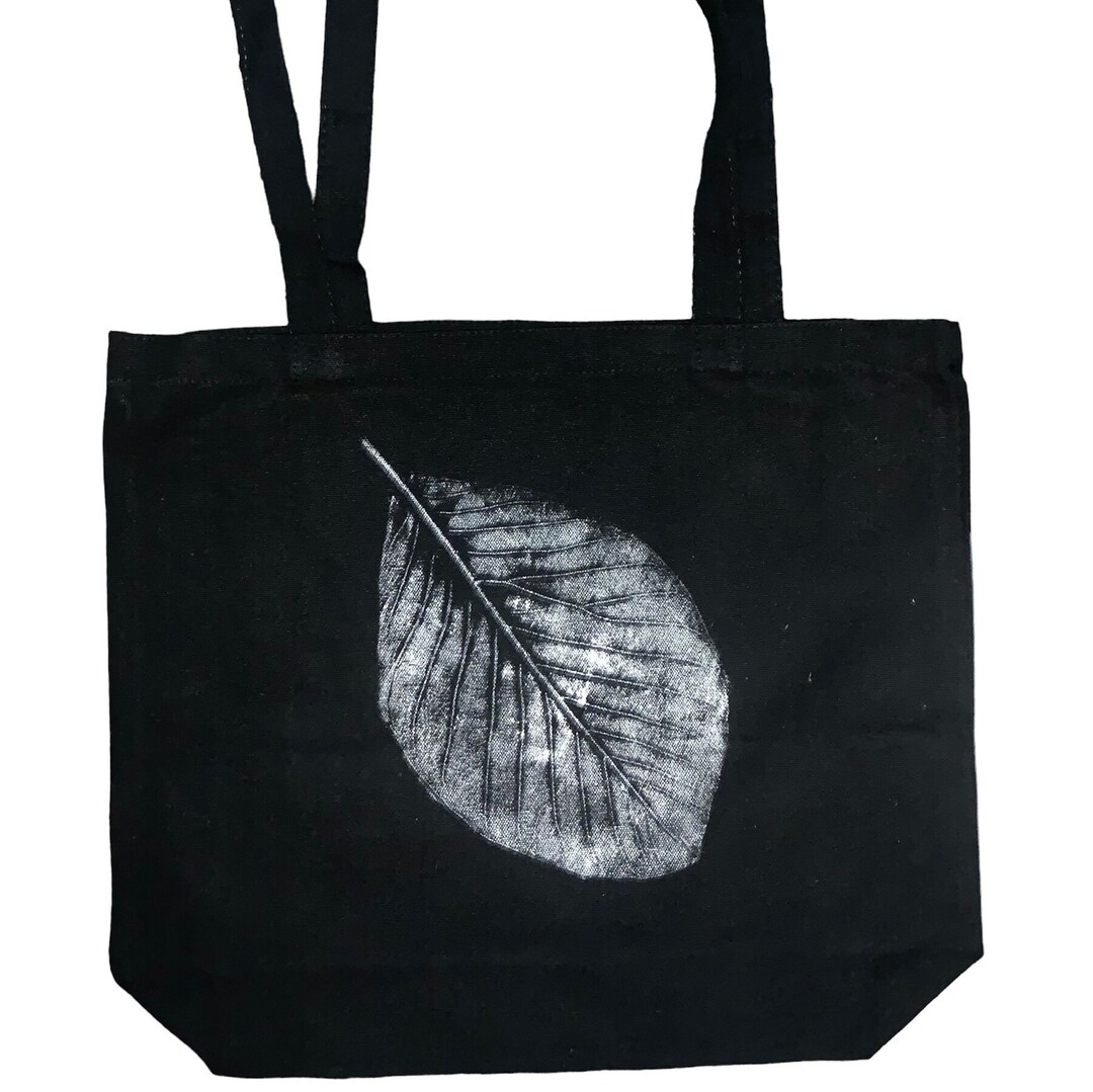 Leaf Art Print, Artisan Hand Printed Bag, Reusable Nature Bag, OOAK Bag ...