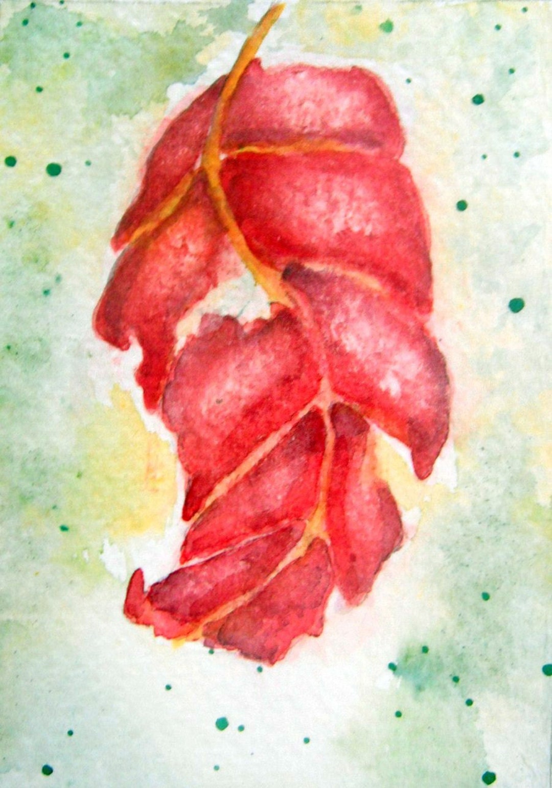 Red Autumn Leaf, Artisan Leaf Print, Limited Edition Print ACEO ...