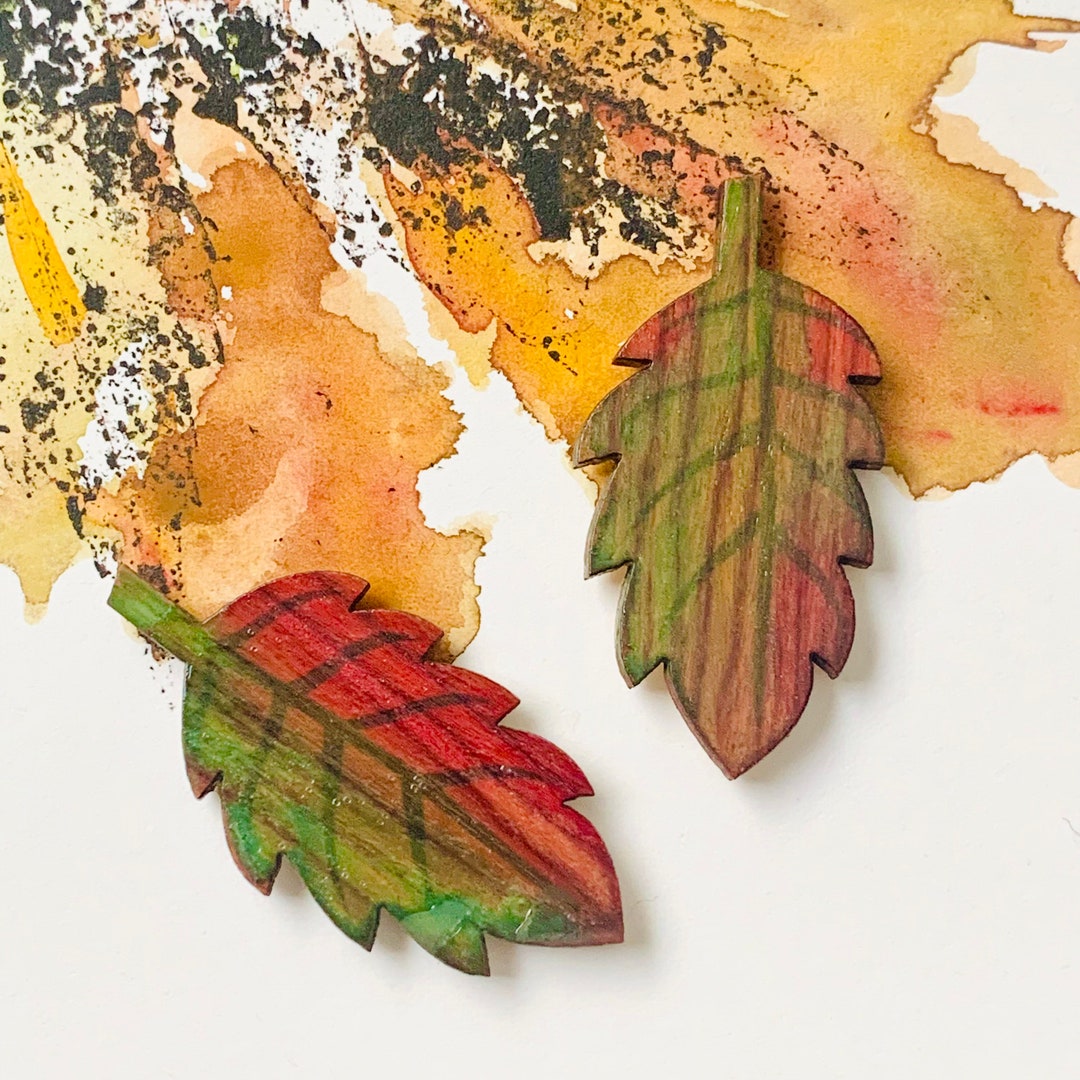 Leaf Magnet Set Artisan Hand Painted Wood Magnets / Autumn Leaf Magnet ...