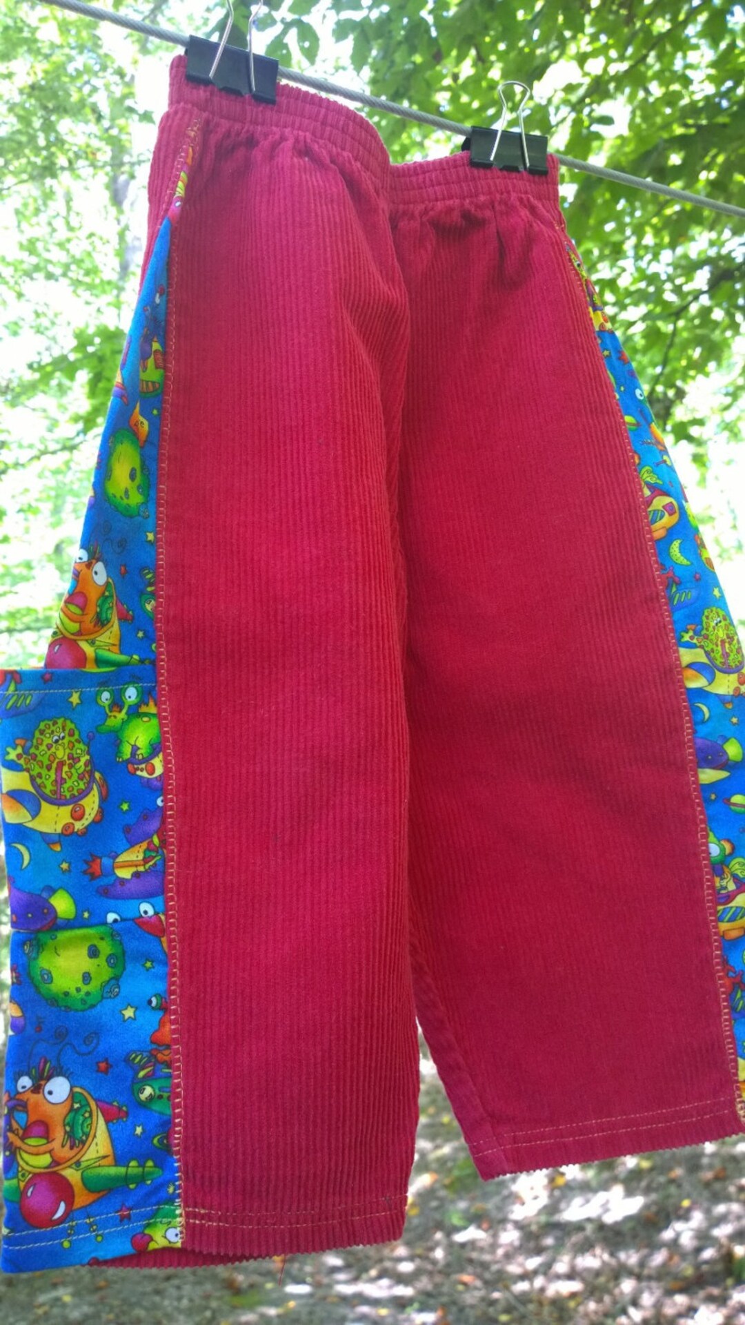 Red Alien Recycled Pants With Side Panels Size 2 Toddler/24month Hippie ...