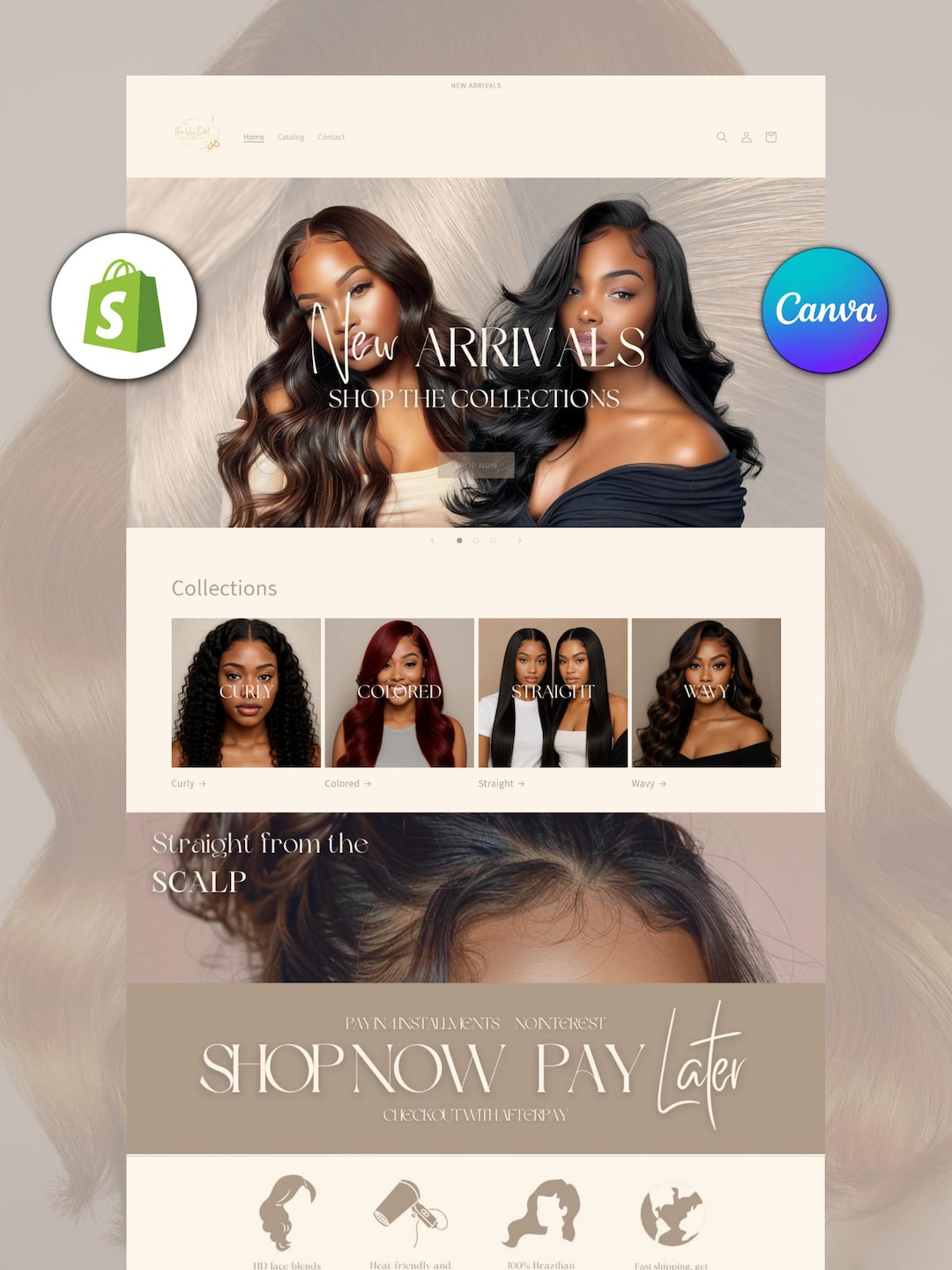 Soft Luxe Hair Website Design, Hair Website Template, Hair Branding ...