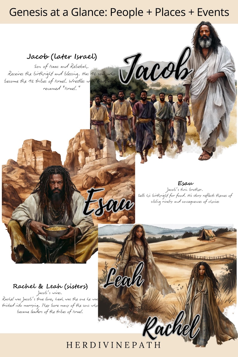 Genesis Bible Characters and Landmarks Digital Stickers/ Transparent ...