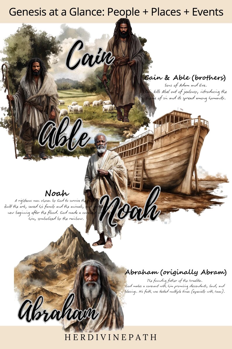 Genesis Bible Characters and Landmarks Digital Stickers/ Transparent ...