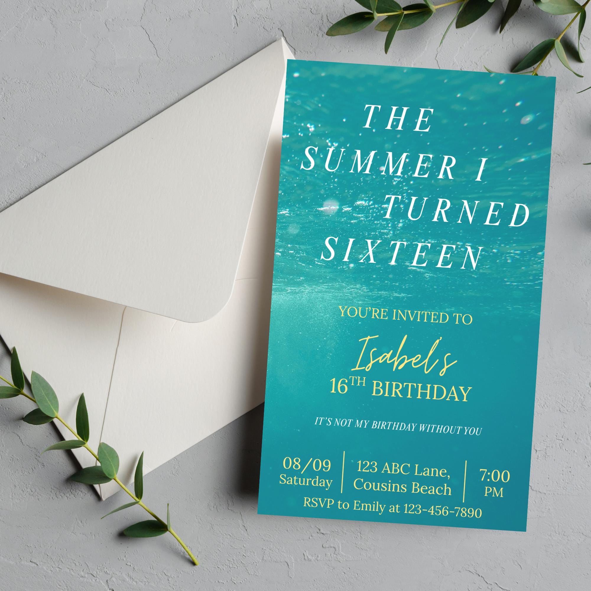 The Summer I Turned Pretty Birthday Invitation: Customizable Canva ...