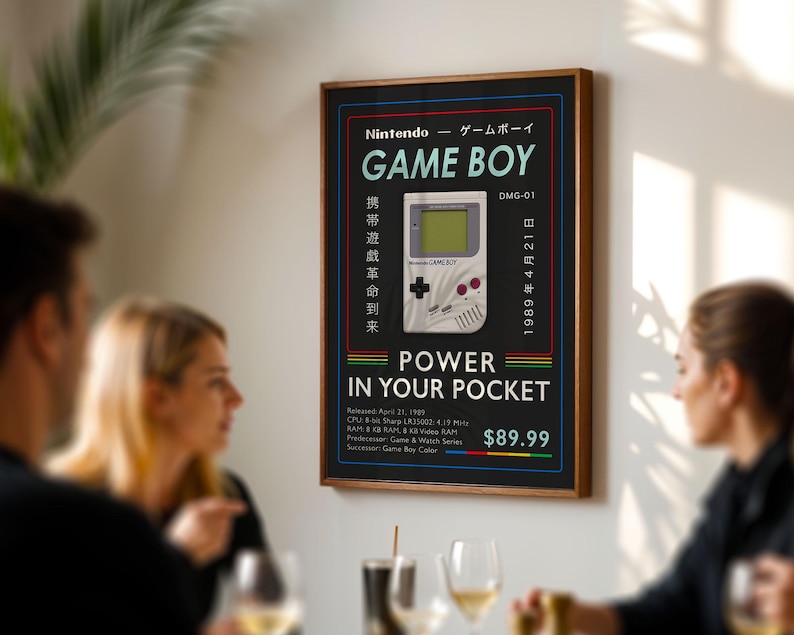 Retro Game Boy Poster: 80s-90s Gamer Room Wall Art - Etsy